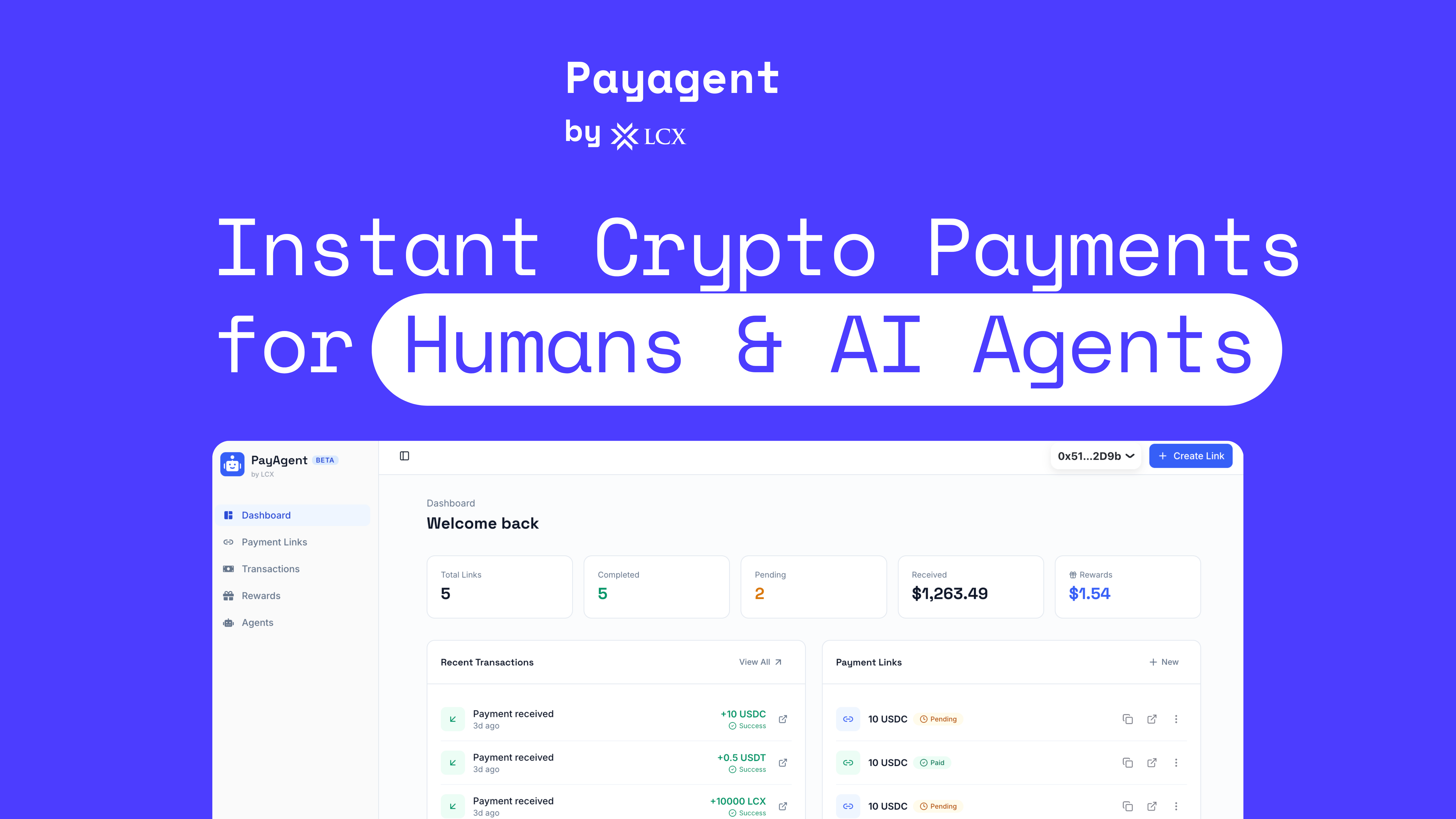 Instant Crypto Payments – Low Fees + AI Agent Payment API